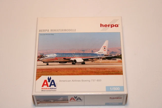 HERPA WINGS 1:500 Flugzeug 505765 Boeing 737-800 American Airlines OVP Etikett EUR 12,90 ...