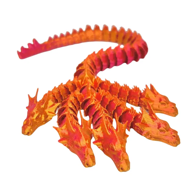 3D PRINTED DRAGON Five Headed Flexible Articulated Dragon Fidget Toy ...