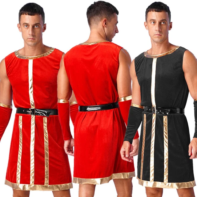 MEN'S MEDIEVAL ROYAL Guard Cosplay Tunic Robes Roman Knight Fancy Dress ...