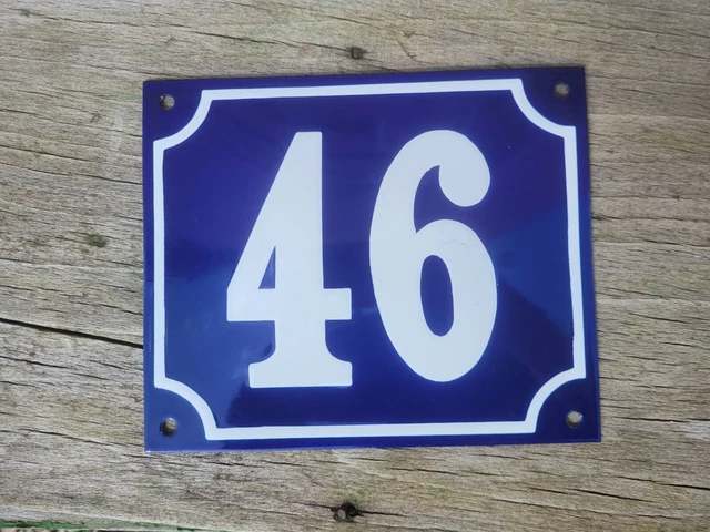 ANCIENNE PLAQUE EMAILLÉE bombée n° numéro de rue 46 grand modèle 18x15cm EUR 19,99 - PicClick FR