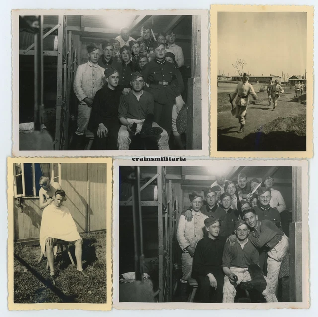 4X ORIG. FOTO Arbeitsmann RAD-Gruppe 290 in Lager ZEITLDORN b ...