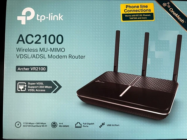 TP-LINK ARCHER VR2100 AC2100 Wireless MU-MIMO VDSL/ADSL Modem Router ...