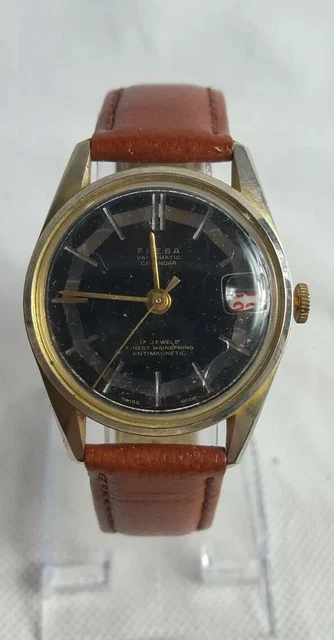 VINTAGE FREBA MEN'S 17 Jewels Mechnical Watch With Black Dial Working £ ...