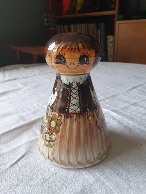 JERSEY POTTERY MONEY Box Pretty Lady Holding Flowers Retro Vintage ...