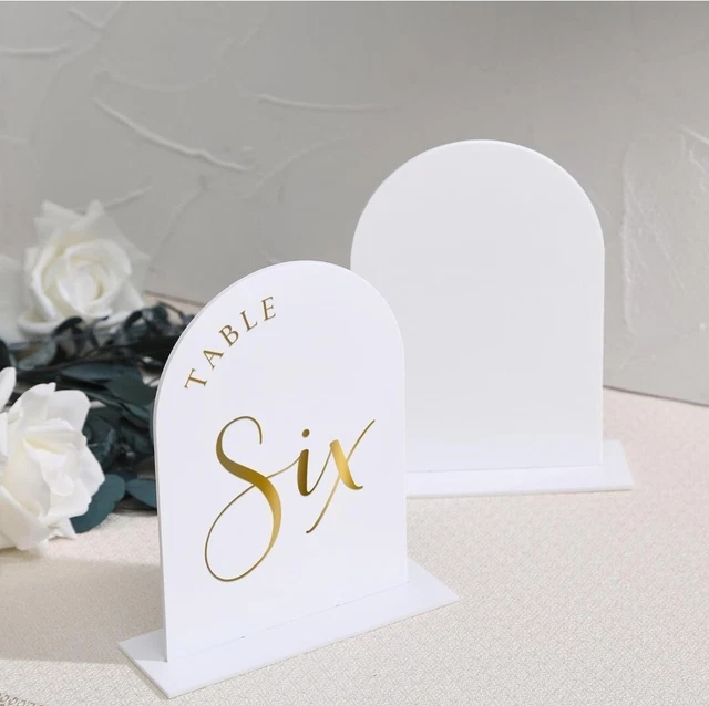 10 DIY WHITE Arch BLANK Wedding Table Signs W/ Stands, 5x7 Acrylic ...
