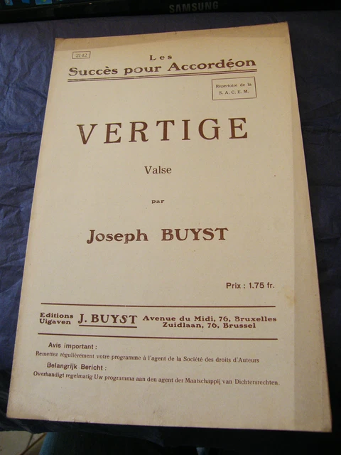 & SPARTITO VERTIGO Joseph Buyst Music Sheet " EUR 13,47 - PicClick IT