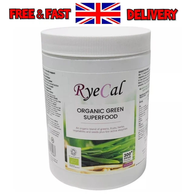 RYE CAL ORGANIC Green Superfood Powder Supplement Drink, 300g £17.95 ...