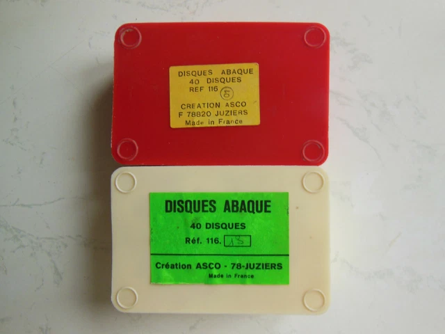VINTAGE ÉCOLE MATHÉMATIQUES Disques ABAQUES ASCO JUZIERS 2 boites ...