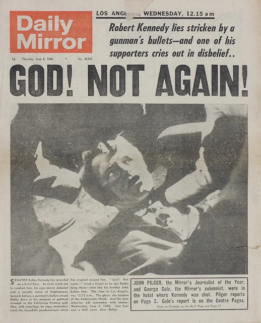 DAILY MIRROR NEWSPAPER 6 June 1968 . Senator Robert Kennedy Rfk ...