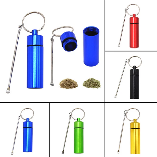 MINI PORTABLE METAL Spoon Drug Box Seal Capsule Box Travel Containers ...