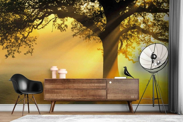 3D SUNSET TREE Landscape Wall Murals Wallpaper Murals Wall Sticker Wall ...