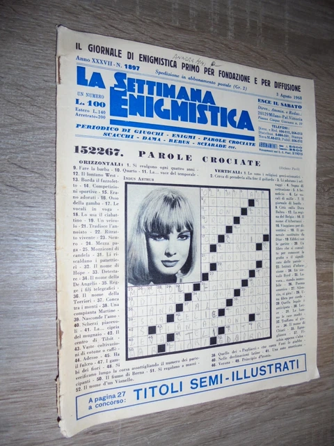 LA SETTIMANA ENIGMISTICA - n. 1897 - 1968 - Indus Arthur - USATA EUR 8 ...