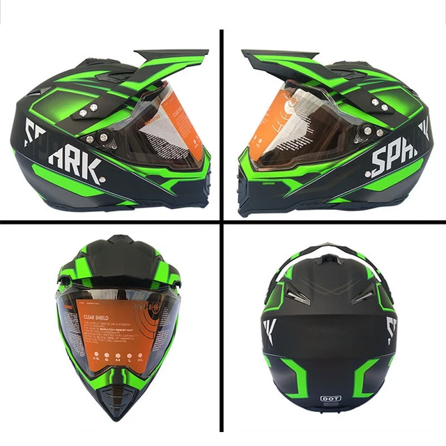 ATV FULL FACE Motorcycle Helmet Motorcross Off-road Visor Lens Dirt ...