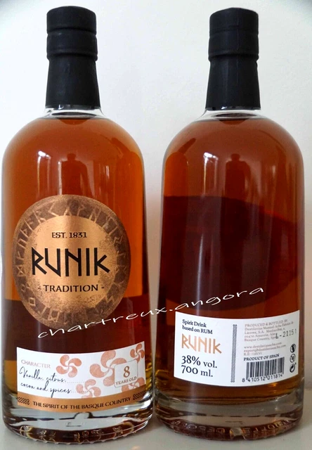RARE RON RHUM RUNIK 8 an d'âge tradition 700ml Pays Basque country bouteille Run EUR 24,90 ...