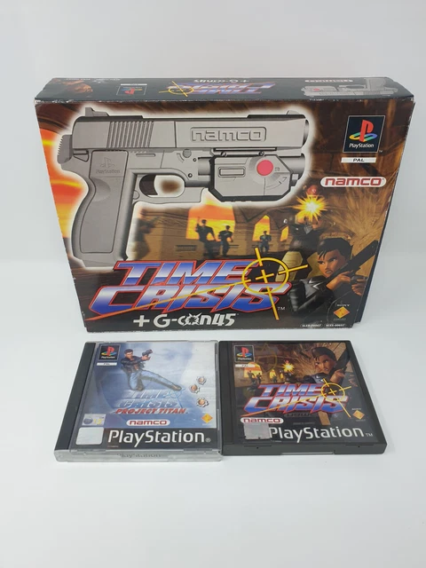 PS1 TIME CRISIS + Project Titan G-CON 45 Light Gun Boxed Adapter PAL ...