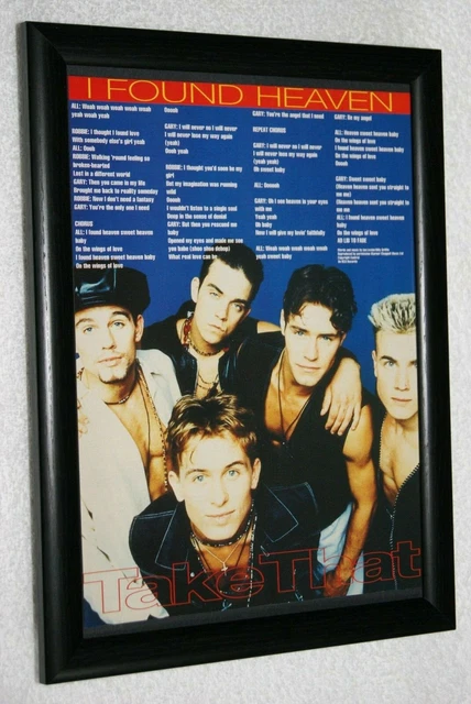 TAKE THAT BAND framed A4 1992 `i found heaven` SINGLE original promo ...