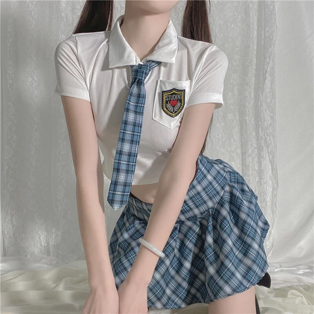 WOMEN SEXY LINGERIE Student Uniform School Girl Top Mini Skirt Set ...