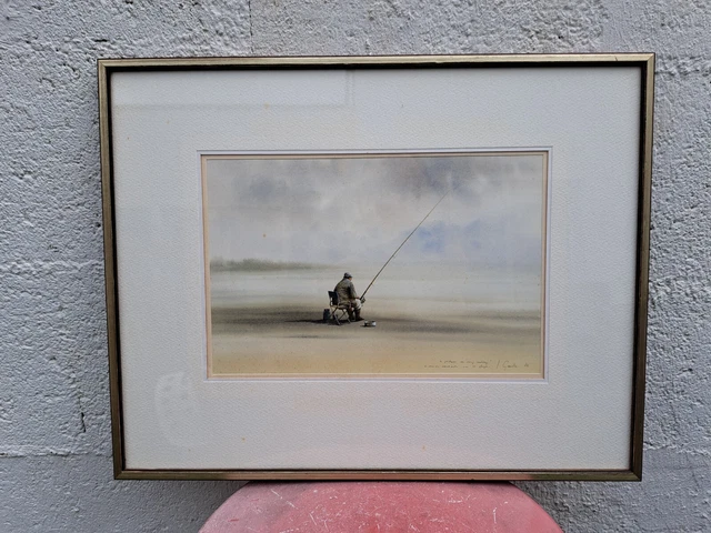 AQUARELLE DE ALAIN GAUDIN de 1983 signée et intitulée pécheur surf casting EUR 330,00 - PicClick FR