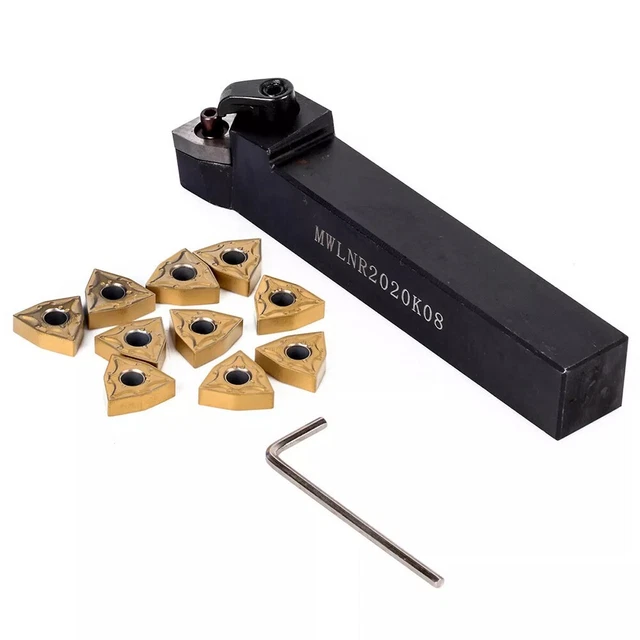 ENSEMBLE D'OUTILS DE tournage de tour en fonte support MWLNR20K08 + 10 inserts W EUR 45,07 ...