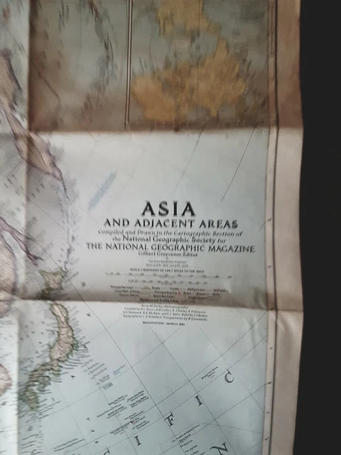 MAPPA DELL'ASIA 1951 / National Geographic. EUR 23,43 - PicClick IT