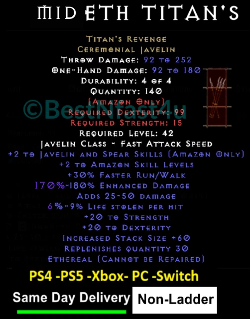 S5 LADDER - ETH TITAN 's ethereal 💥PC-XBOX-PS4-PS5-SWITCH💥 Diablo 2 Res ...