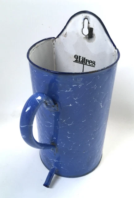 POT FONTAINE LAVEMENT En Tole Emaillee Bleu Antique Enamelled Pot ...