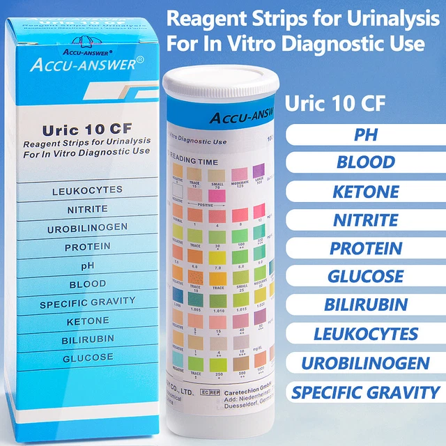 100 X ACCU-ANSWER 10-in-1 Urinalysis Test Strips 10 Parameter Urine ...