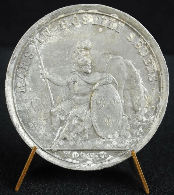 MÉDAILLE LOUIS XIV Campagne de 1696 Dieu God Mard armé et casqué ...