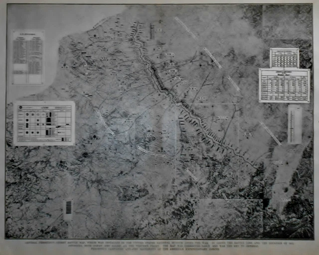 ANTIQUE GENERAL PERSHING'S Secret Battle Map World War WWI from 1921 ...