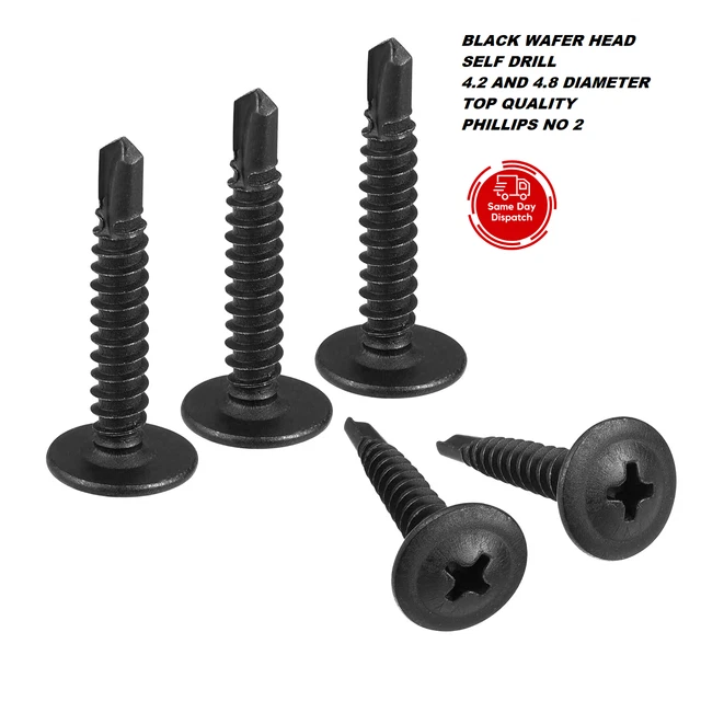 BLACK SELF DRILLING Car Interior Panel Screws Window Frame Self Tapping ...