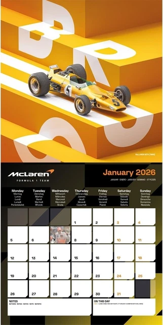 MCLAREN FORMULA ONE Racing F1 2026 Square Wall Calendar £12.99 ...