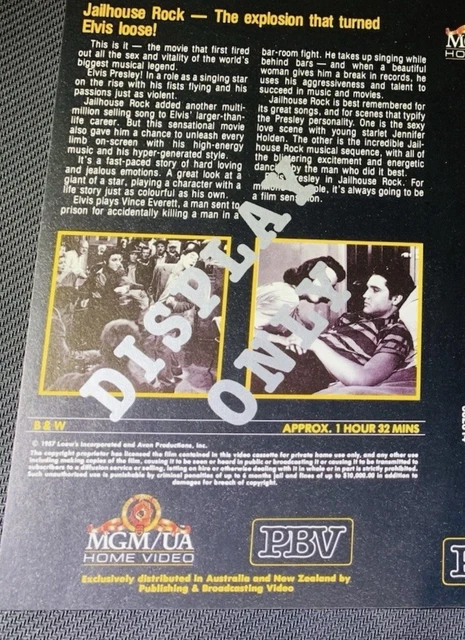 ELVIS PRESLEY MGM VHS Cover Display Only Jailhouse Rock Genuine 1957 ...