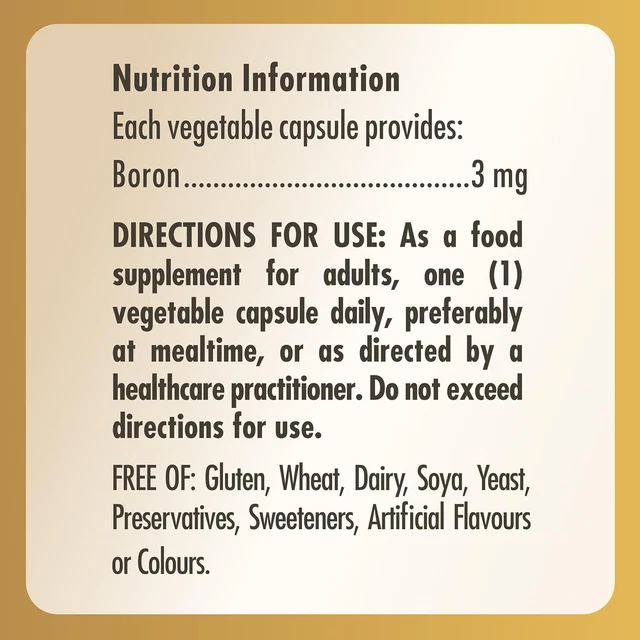 BORON 3 MG Vegetable Capsules - Food Supplement, 100 Capsules (Pack of ...