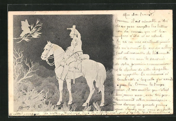 CPA FRANZ. REITER avec Raupenhelm, Silhouette von Napoleon 1901 EUR 3 ...