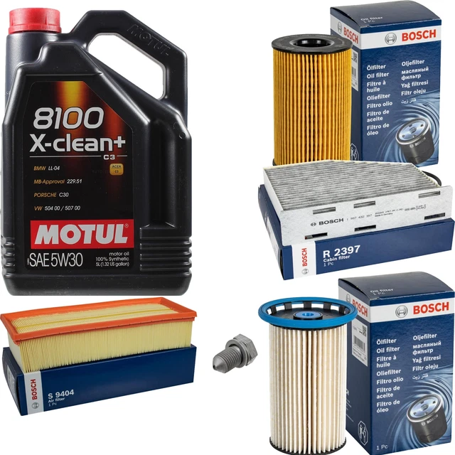 BOSCH INSPECTION SET 5L Motul 8100 X-Clean + 5W-30 pour VW Siège Passat ...