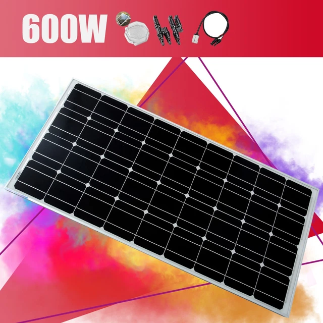 12V 600W FIXED Solar Panel Kit Mono Boat Caravan Camping Home Battery ...