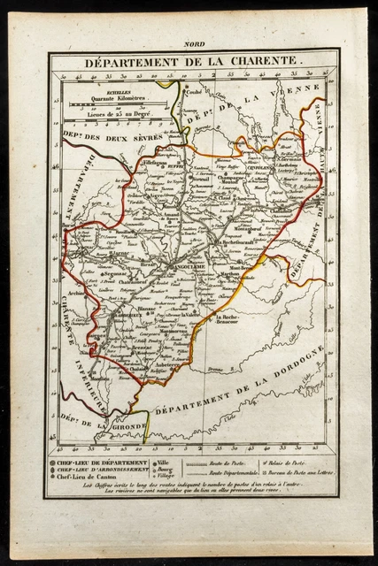 1823 - MAP of the Charente / Xavier Girard & Roger / France department £21.24 - PicClick UK