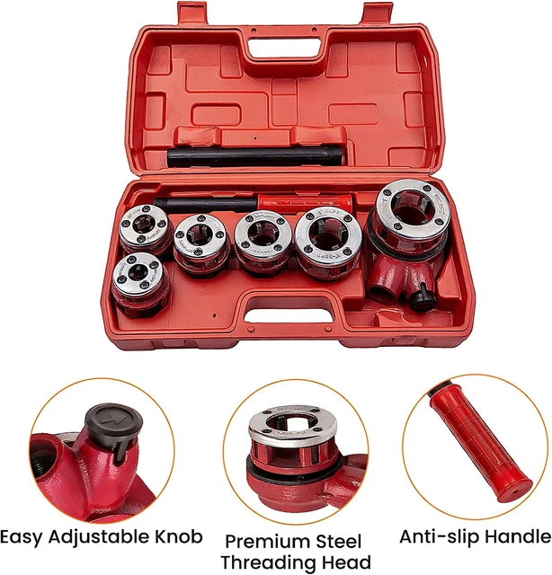 BSPT RATCHET PIPE Threader Kit, Manual Ratcheting Pipe Threading Tool ...