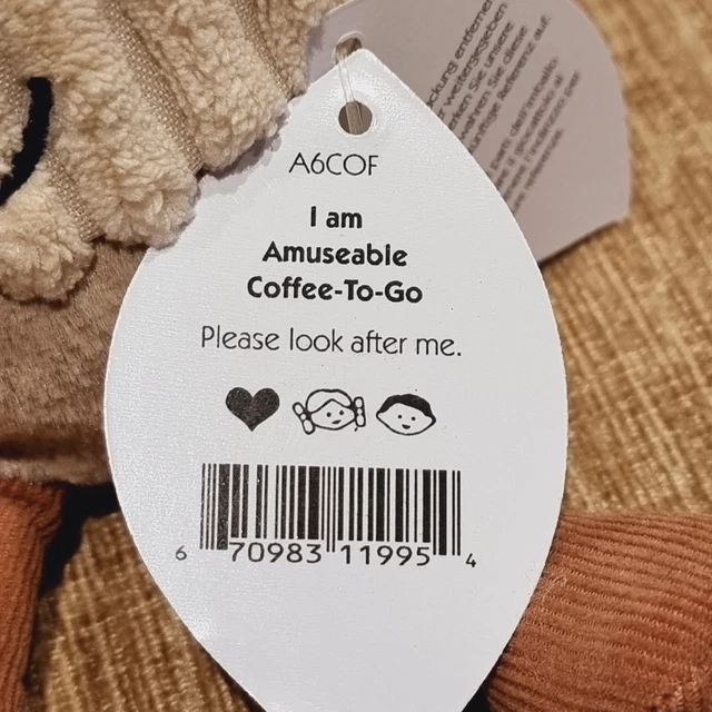 NEW JELLYCAT COFFEE To Go Soft Toy Plush BNWT coffee large Amuseable ...