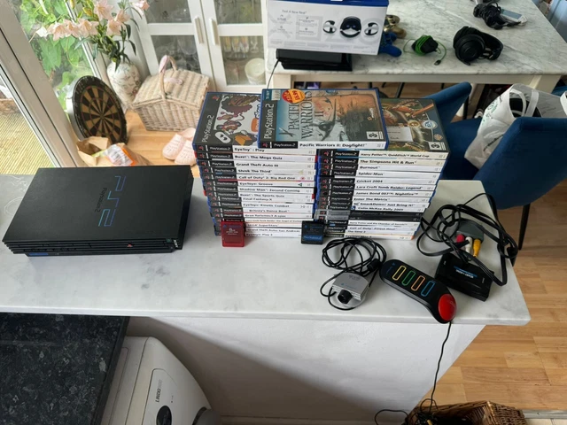 SONY PLAYSTATION 2 Console Bundle w/ Games, Eyetoy, Buzz, Controller ...