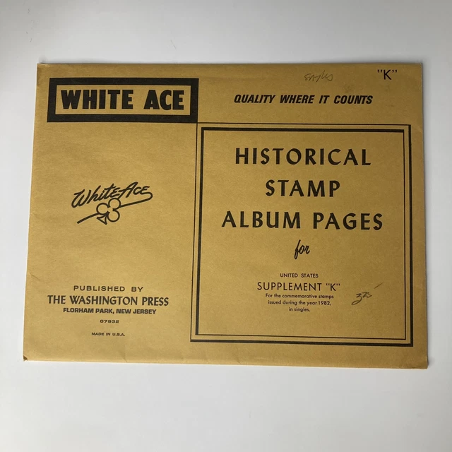 WHITE ACE HISTORICAL Stamp Album Pages for Supplement K 1982 Washington ...