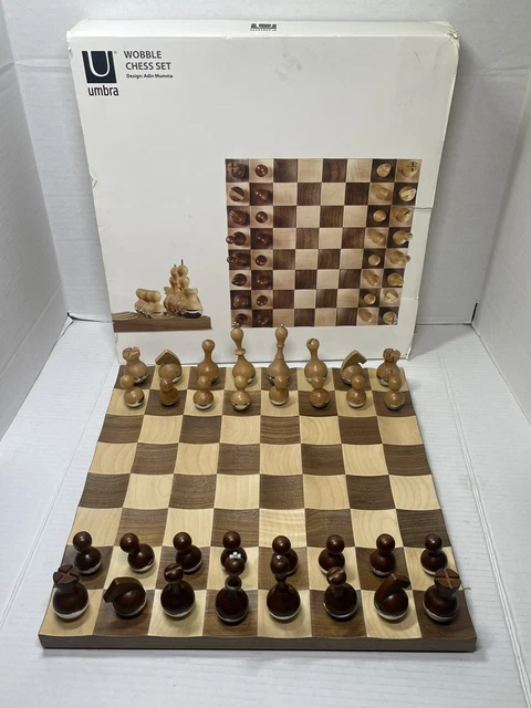 UMBRA WOBBLE CHESS Set 15 X 15 X 1 Inch (38 X 38 X 3 Cm) Maple Walnut ...