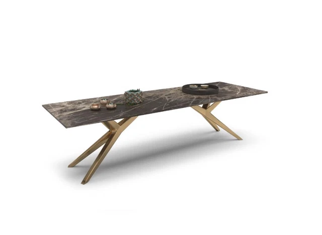 LUXUEUX DE LUXE Acier Inox Table de Salle à Manger Élégant Marbre ...