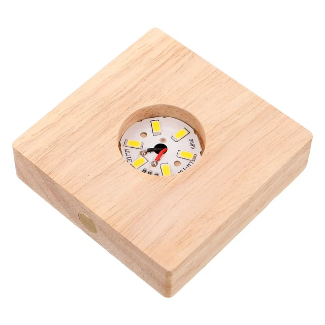 NIGHT LIGHT WOODEN Base Pedestal Stand Led Lighted Lamp Holder Display ...