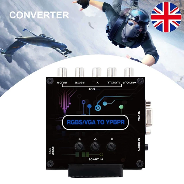 RGBS VGA SCART To YPBPR Component Converter Color Brightness Adjustable ...
