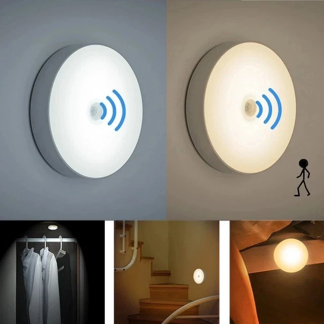 RECHARGEABLE MOTION SENSOR Night Light Lamp LED Magnetic Cupboard ...