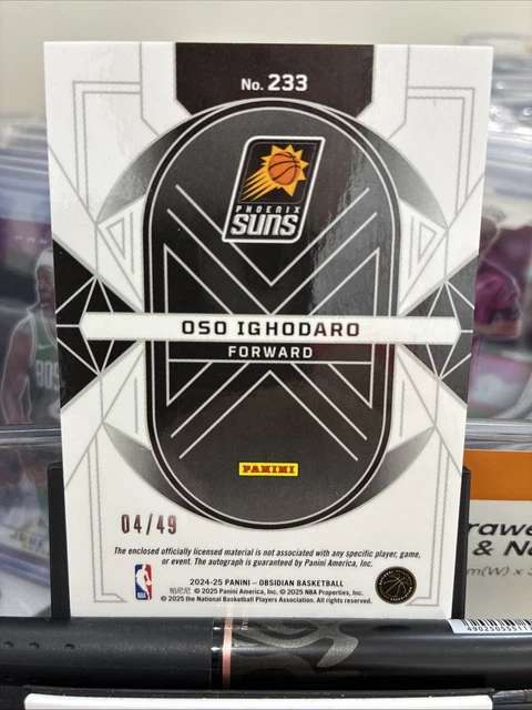 OSO IGHODARO 2025 Panini Obsidian Basketball Patch Auto 04/49 $55.00 ...