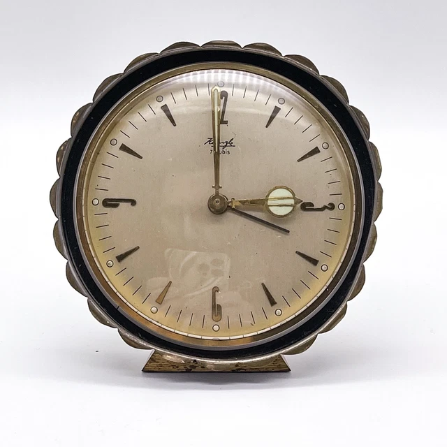 VINTAGE KIENZLE 7 Ruby Design Alarm Clock, Table Alarm Clock Brass - Mechanical #U100 £125.54 ...