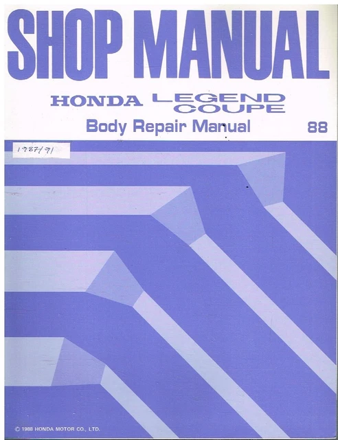 HONDA LEGEND MK1 COUPE ORIGINAL 1988 FACTORY BODYWORK REPAIR MANUAL £45 ...