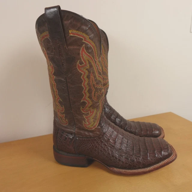 LUCCHESE BOOTS CAIMAN Mens 11 D Brown Square Toe Hornback 1883 4539 £ ...